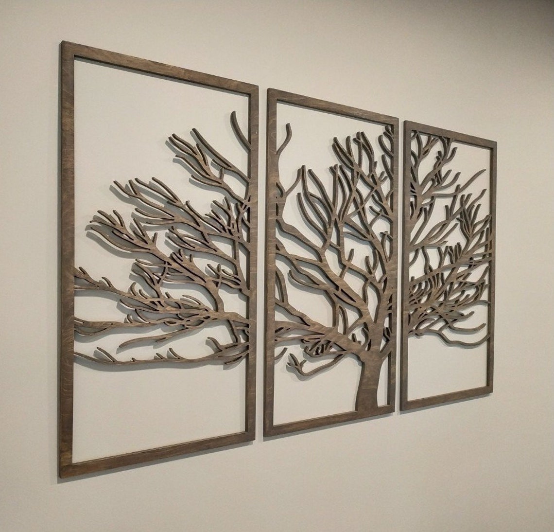 3 Panel Wood Wall Art Beautiful Living Room Decor - Etsy