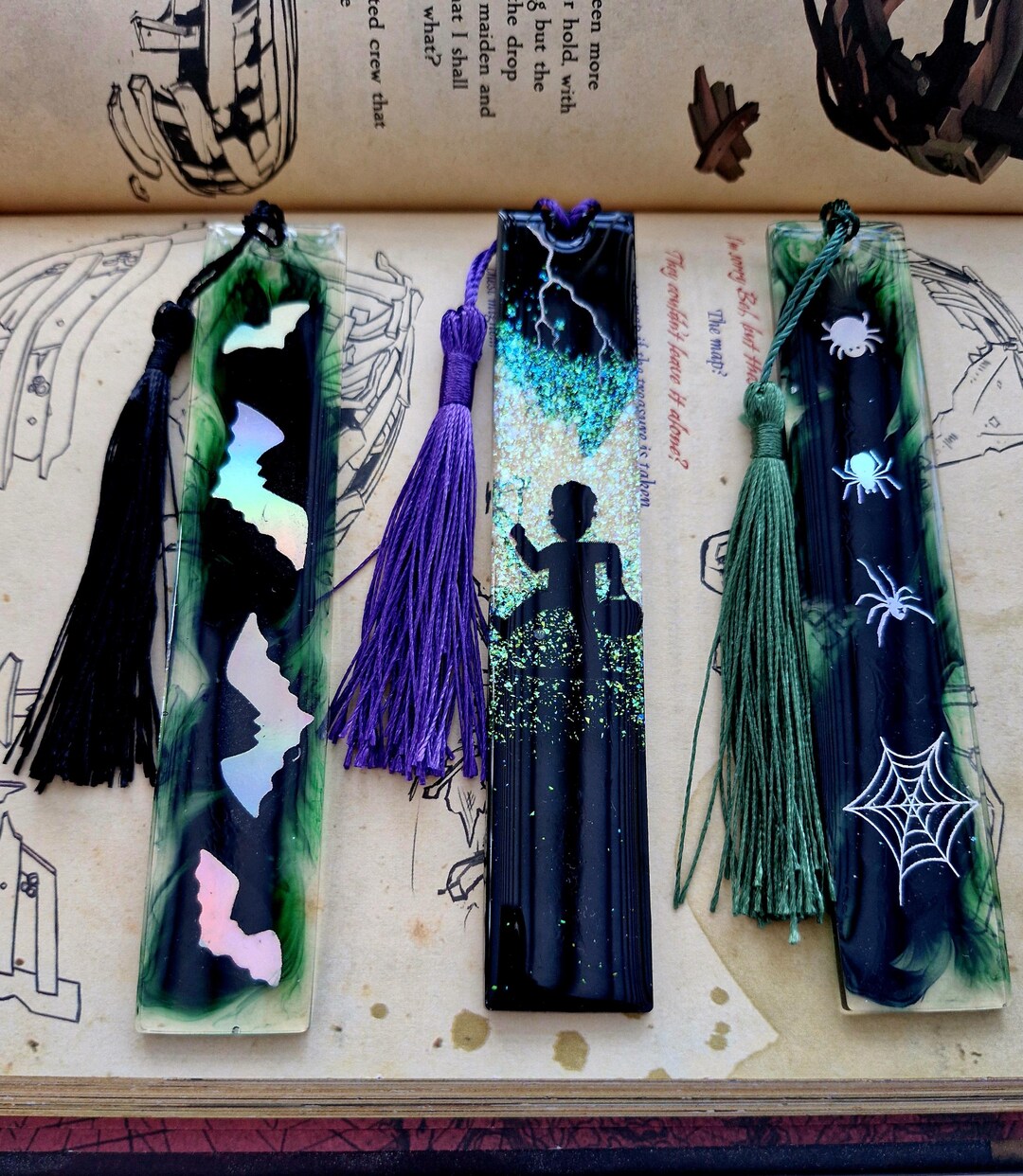 Spooky Book Marks. Horror Book Marks. Resin Handmade Spooky Book Marks ...