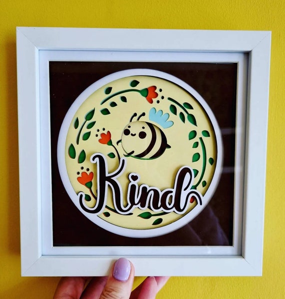 Bee Kind Shadow Box. Paper Art Handmade. 3d Shadow Box. Be - Etsy