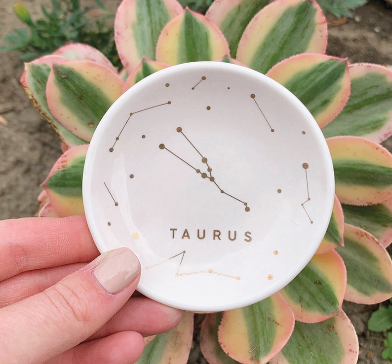 Lucky Feather Zodiac Sign Constellation Dish Ceramic Jewelry - Etsy