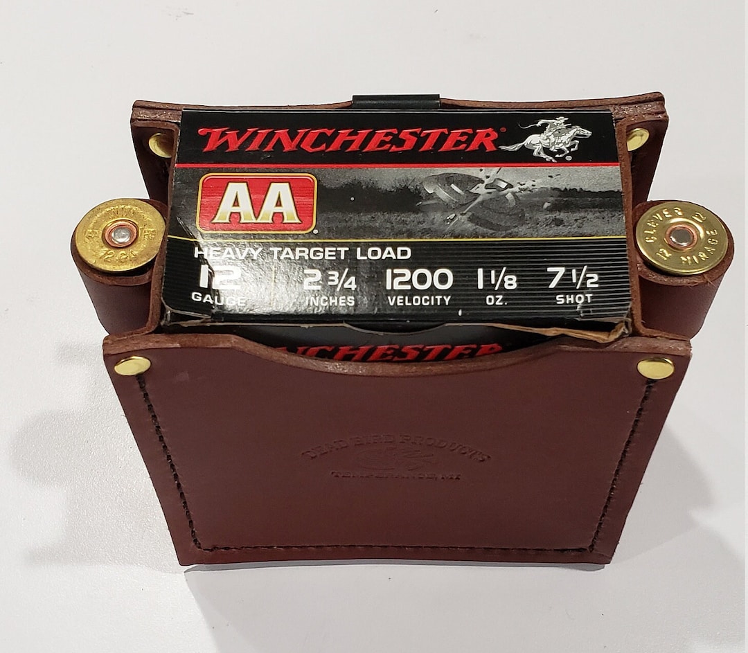 Brown Leather Shell Box Holder With Belt Clip and Spare Shell Holders ...