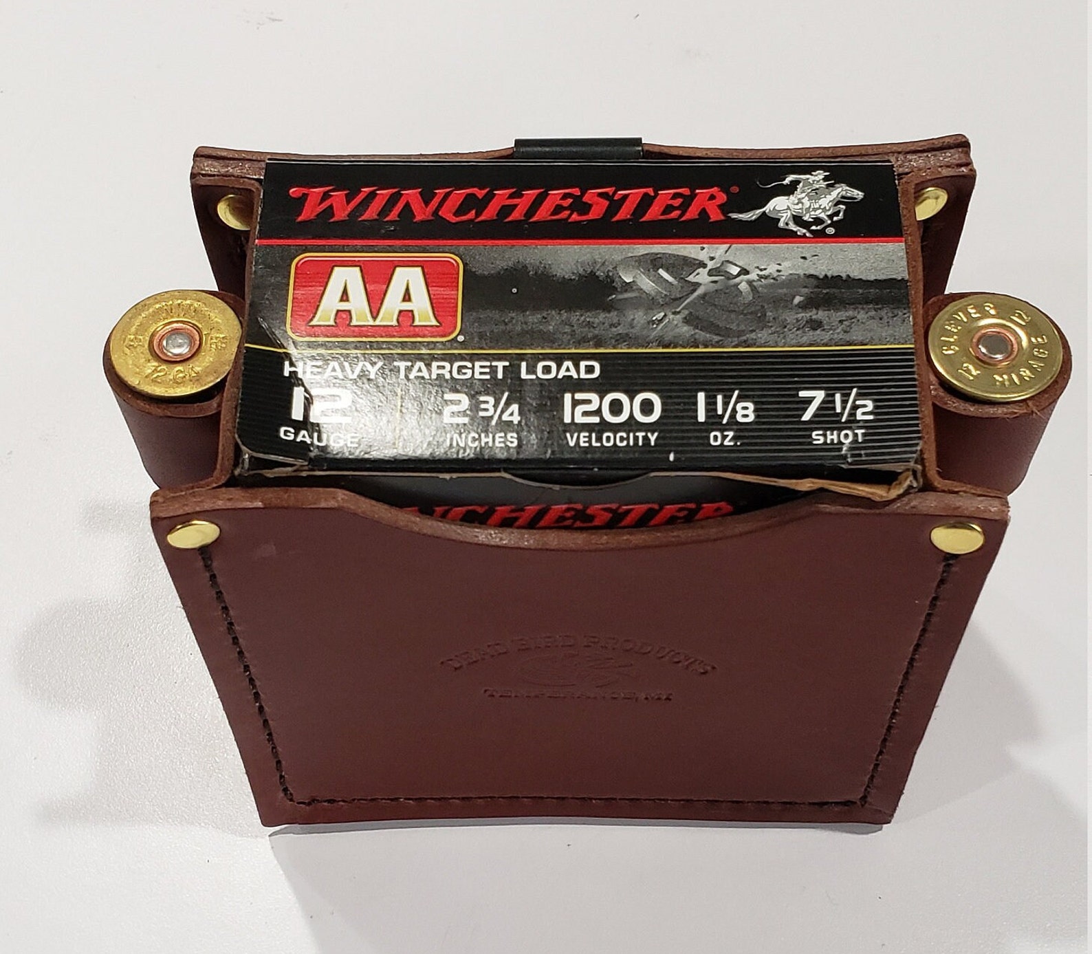 Brown Leather Shell Box Holder With Belt Clip and Spare Shell Holders ...