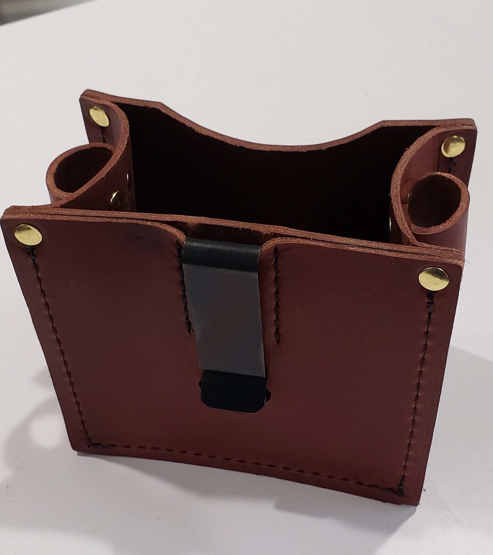 Brown Leather Shell Box Holder With Belt Clip and Spare Shell Holders ...