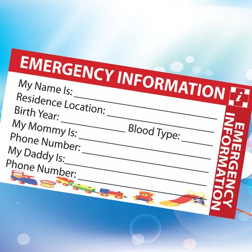 Emergency Wallet Card Emergency ID Card Information Card | Etsy