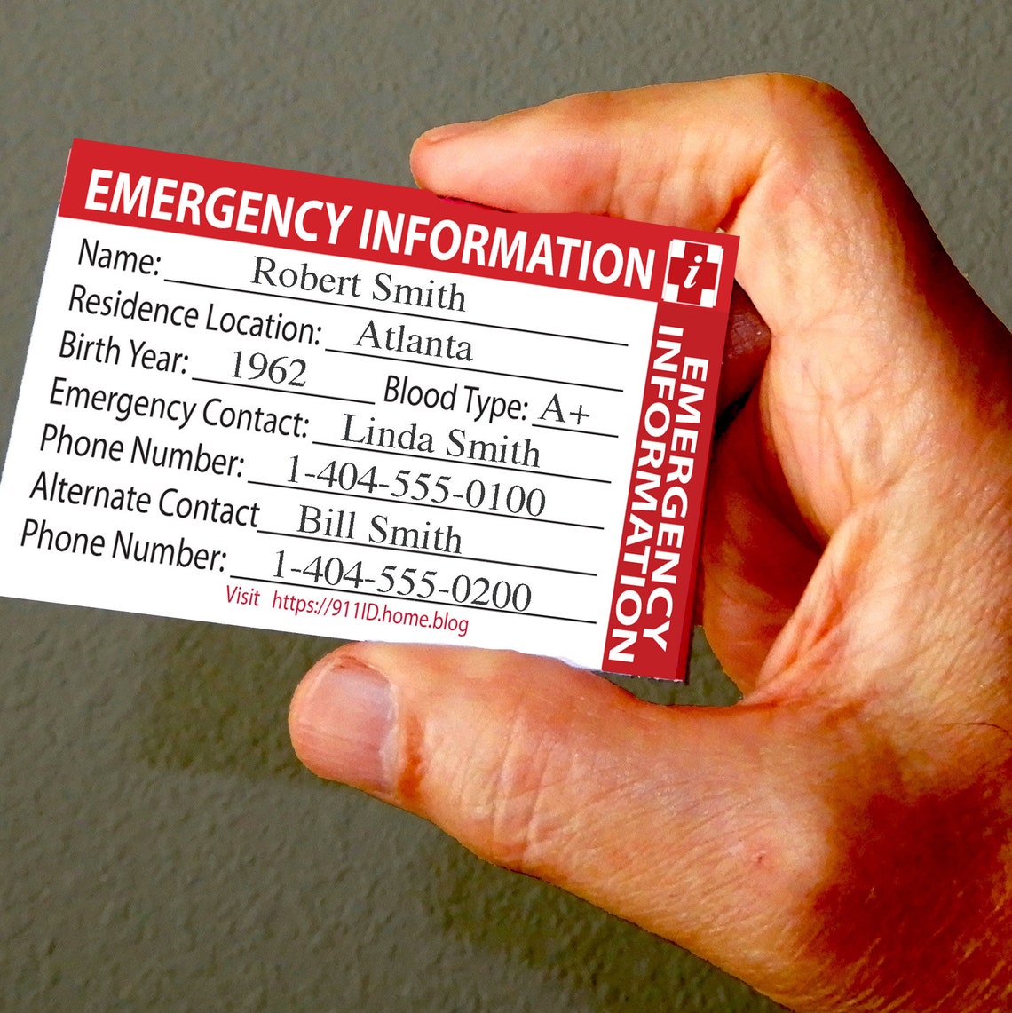 Emergency ID Wallet Card Emergency Contacts Critical Etsy