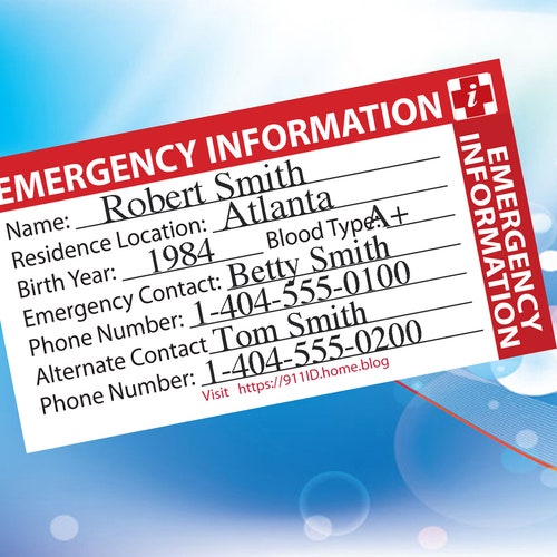 Emergency Wallet Card Emergency ID Card Information Card - Etsy