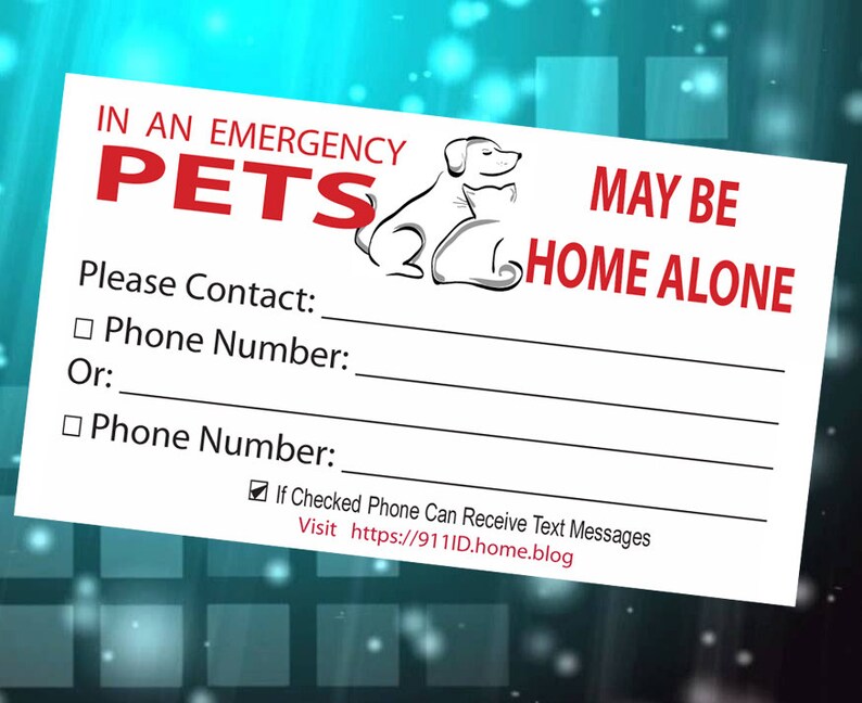Pet Owner Emergency ID Wallet Card Emergency Contacts, Critical Medical ...