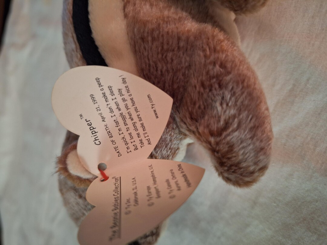 Beanie Baby Chipper the Chipmunk . DOB April 21 1999. - Etsy