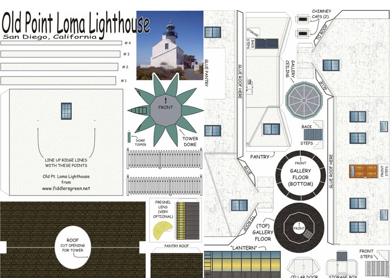 Lighthouse Model, Lighthouse Paper, Old Point Loma Lighthouse - Etsy