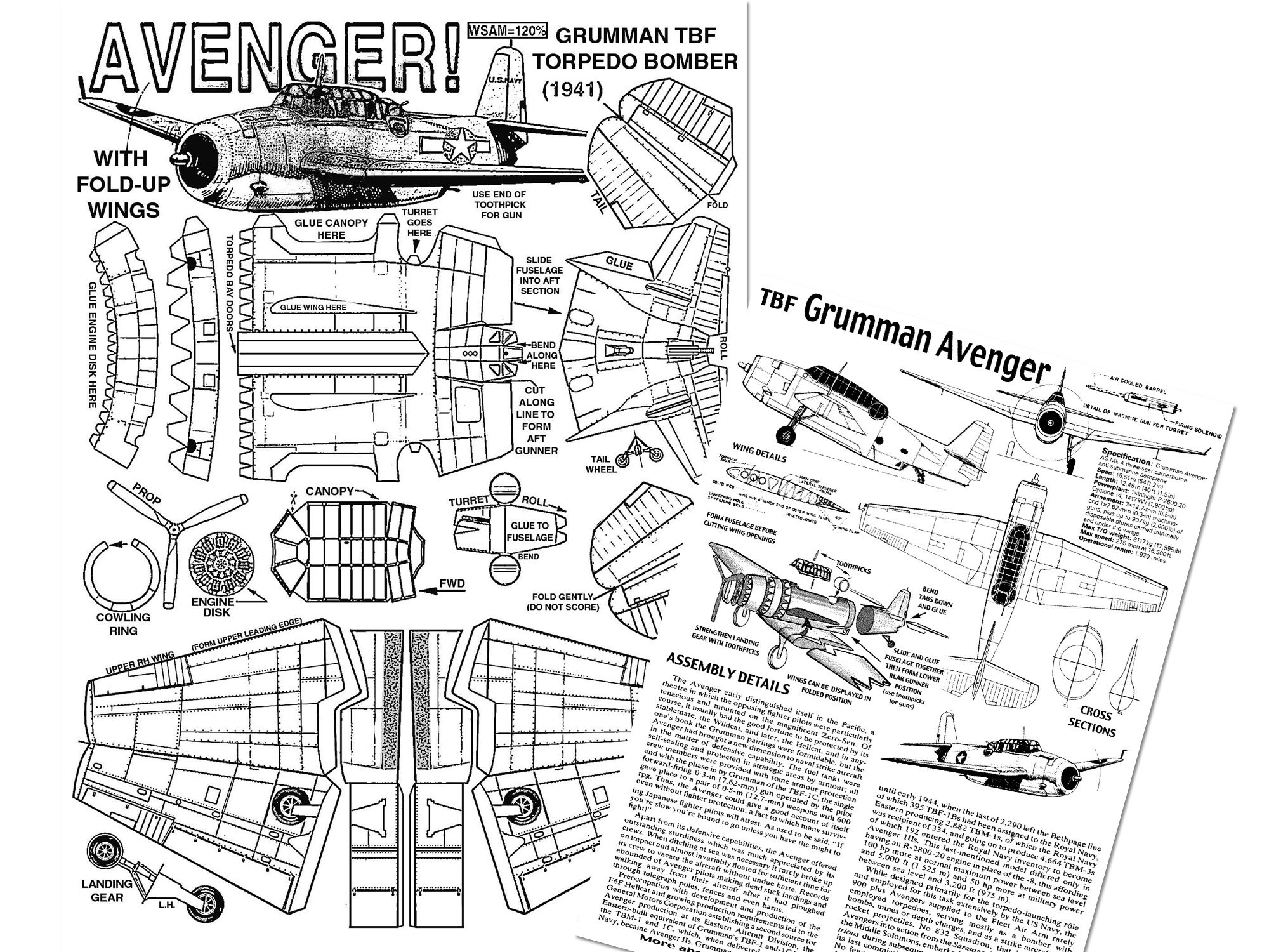 Plane Model, Papercraft Plane, Bomber Model, Avenger TBF Bomber - Etsy