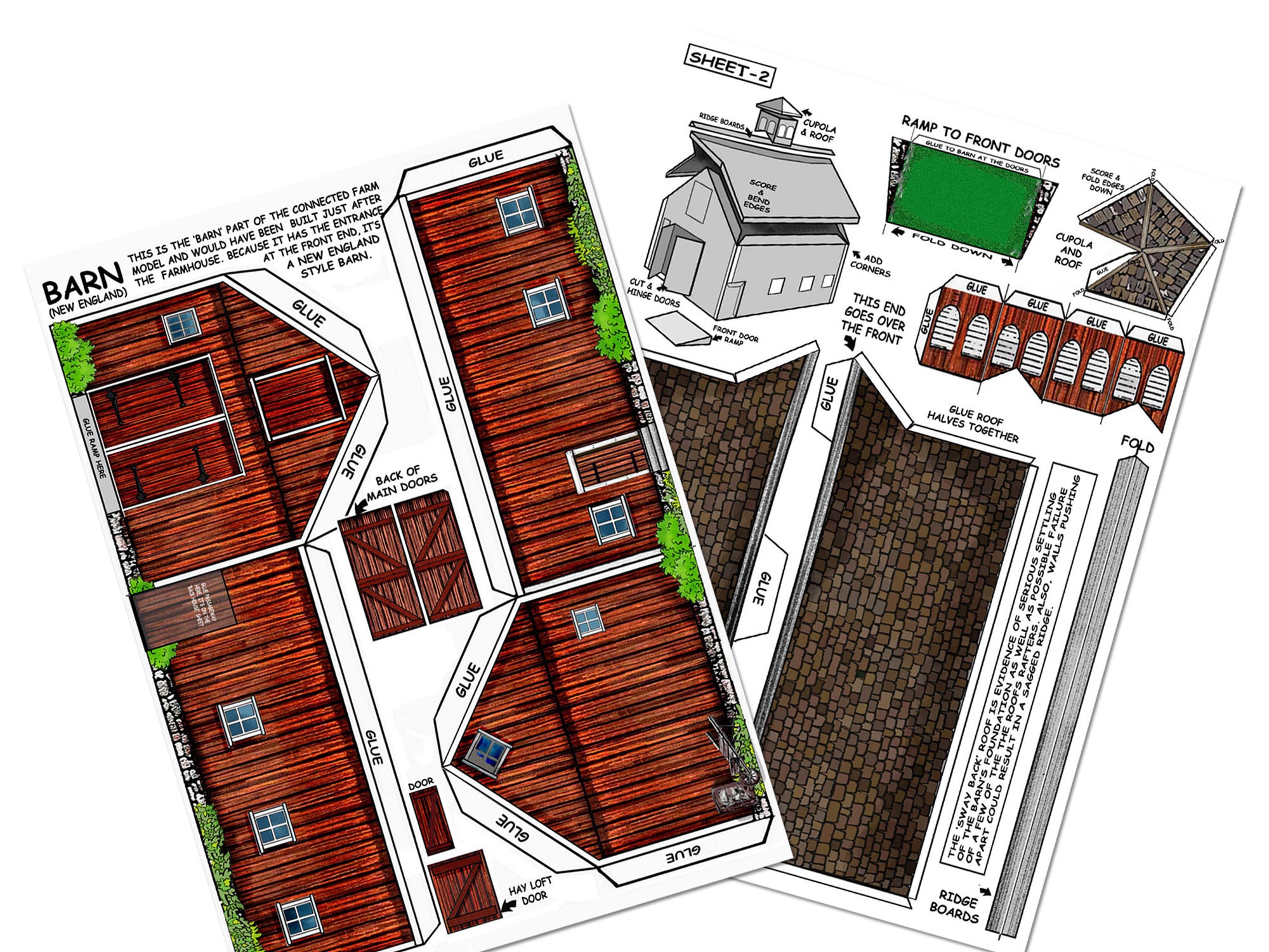 3d Paper House Craft, Paper Model House, Connected Farm Houses ...