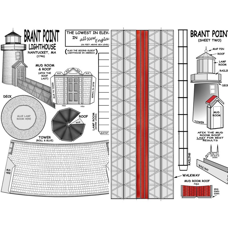 Paper Lighthouse Model, Brant Point - Etsy