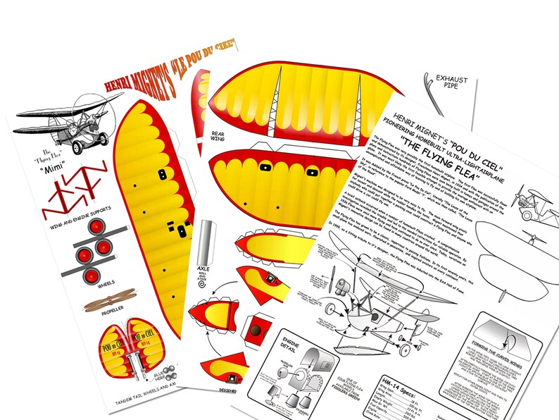 Airplane 3d Paper Model Kit, Flying Flea - Etsy