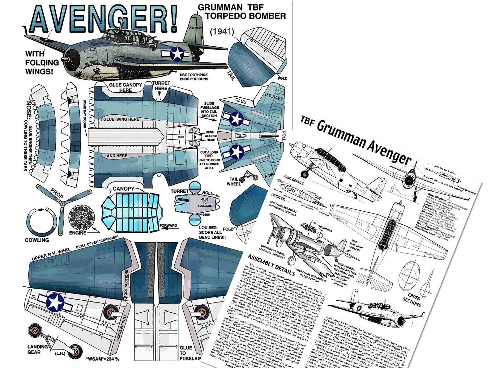 Plane Model, Papercraft Plane, Bomber Model, Avenger TBF Bomber - Etsy