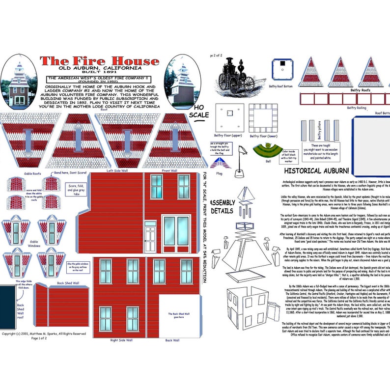 Paper Model House, Fire House - Etsy