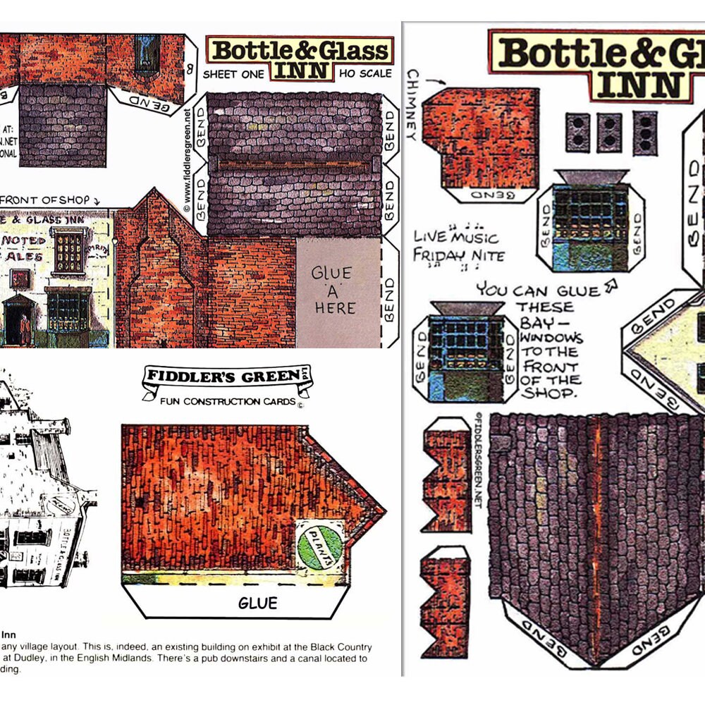 Paper Model House, Papercraft House, Bottle and Glass Inn - Etsy