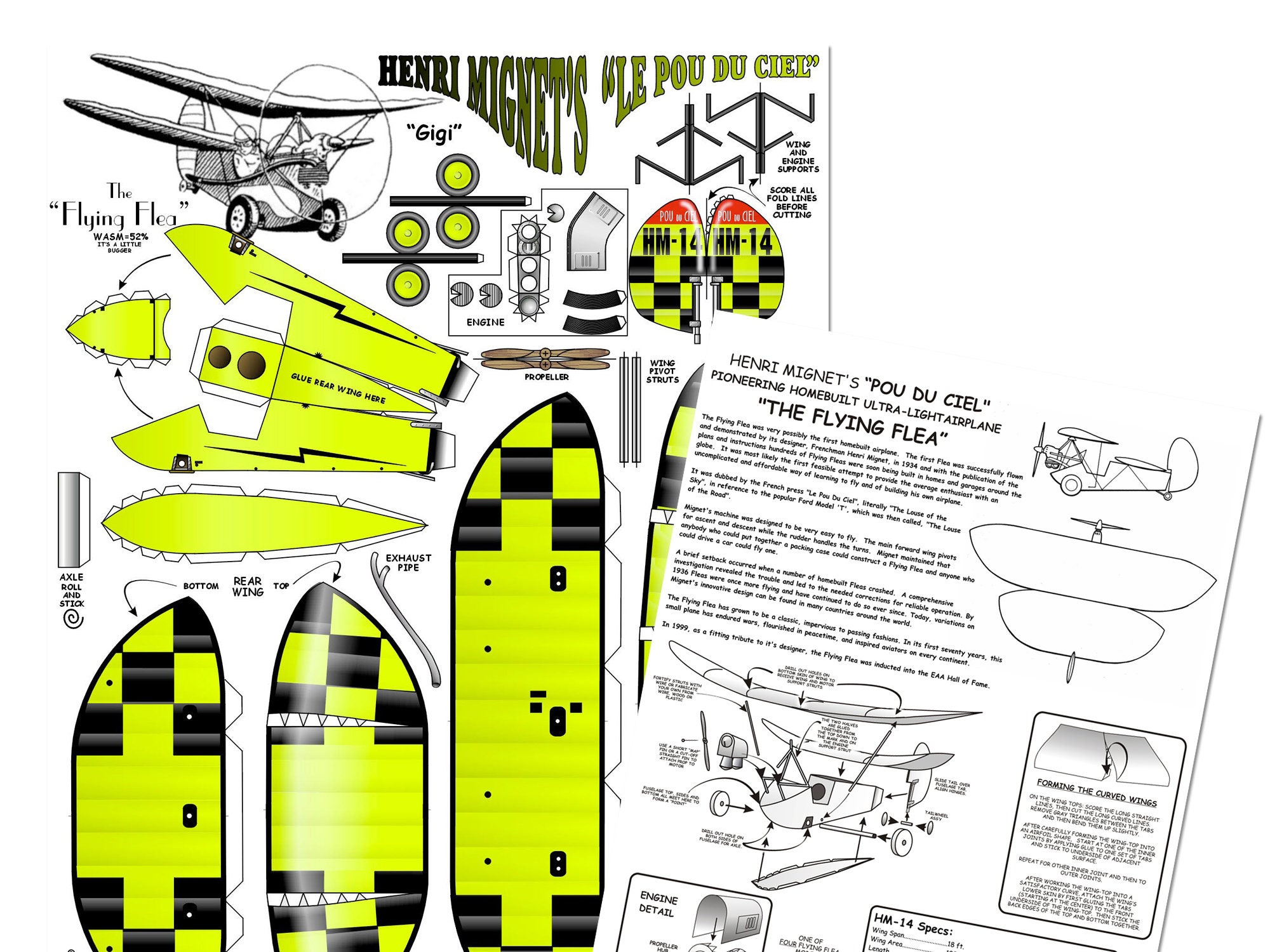 Airplane 3d Paper Model Kit, Flying Flea - Etsy