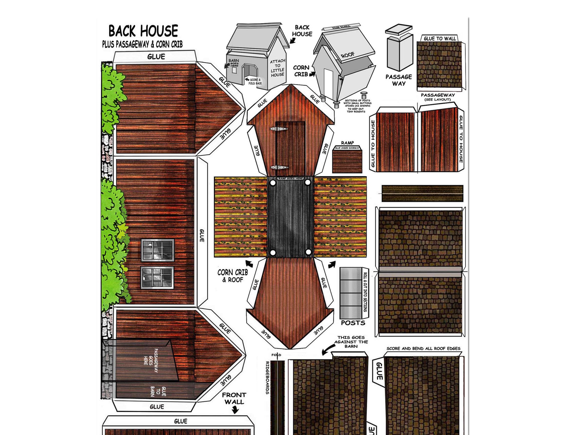 3d Paper House Craft, Paper Model House, Connected Farm Houses ...