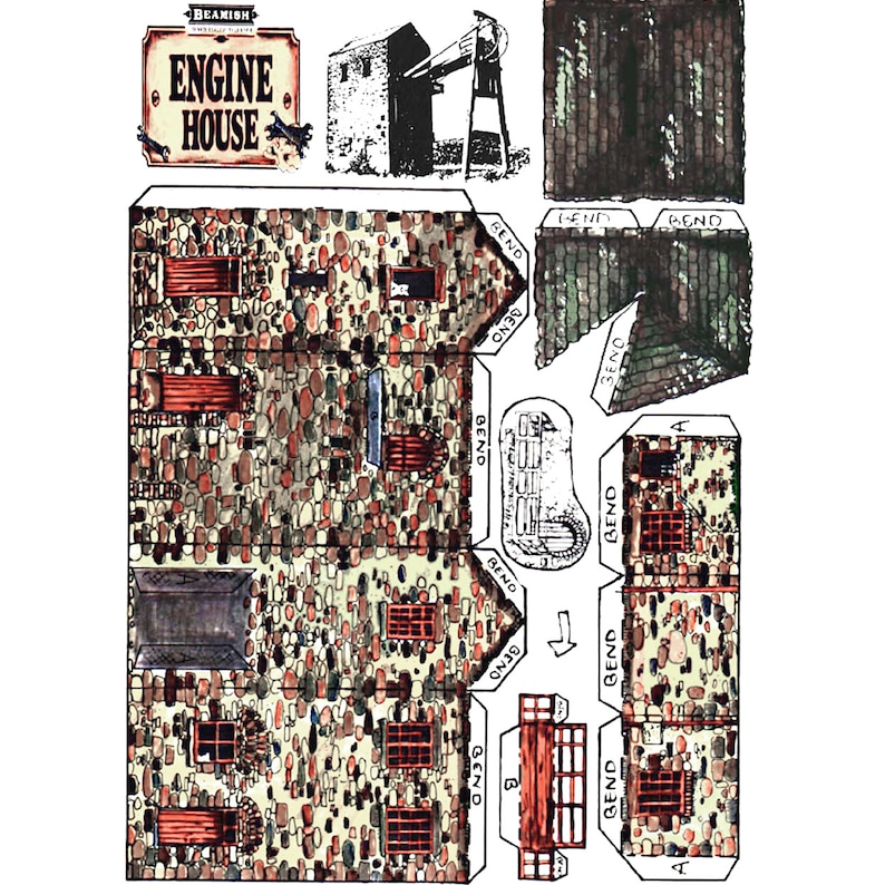 Paper Model House, Engine House - Etsy