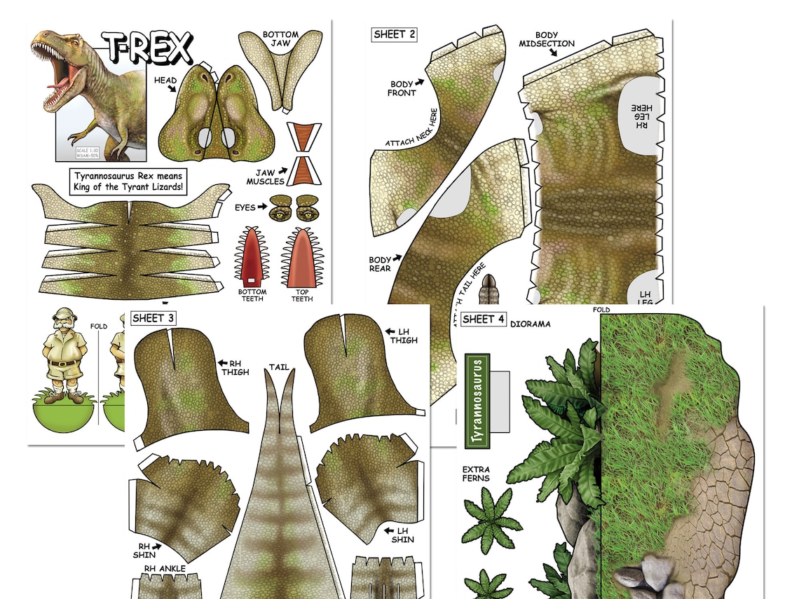 T-rex Paper Model - Etsy