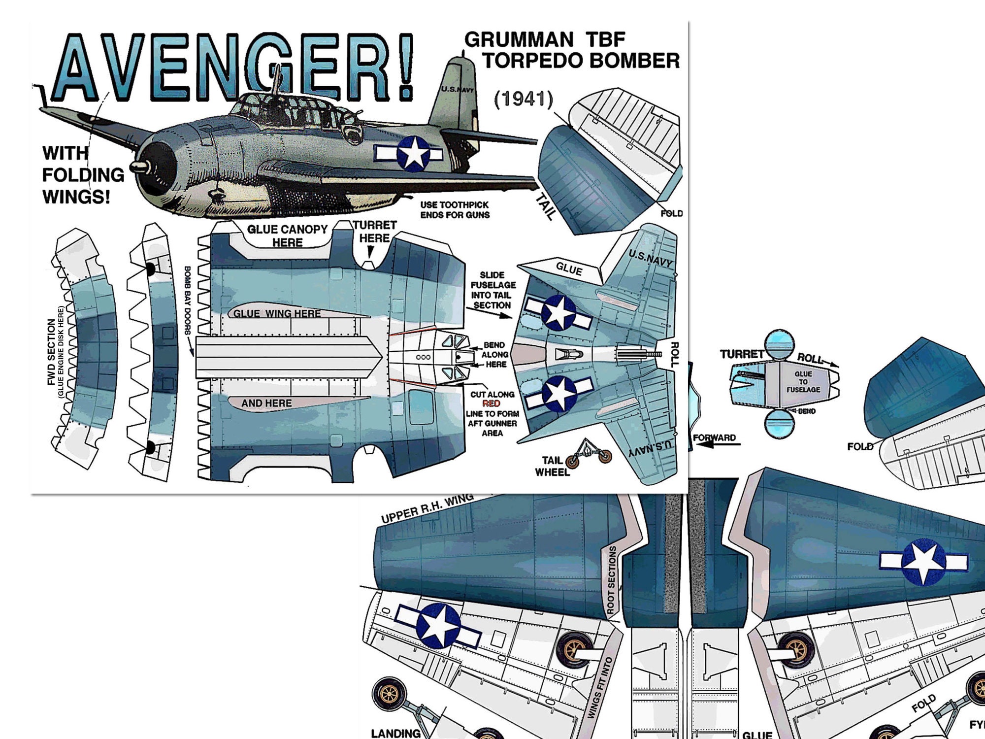 Plane Model, Papercraft Plane, Bomber Model, Avenger TBF Bomber - Etsy