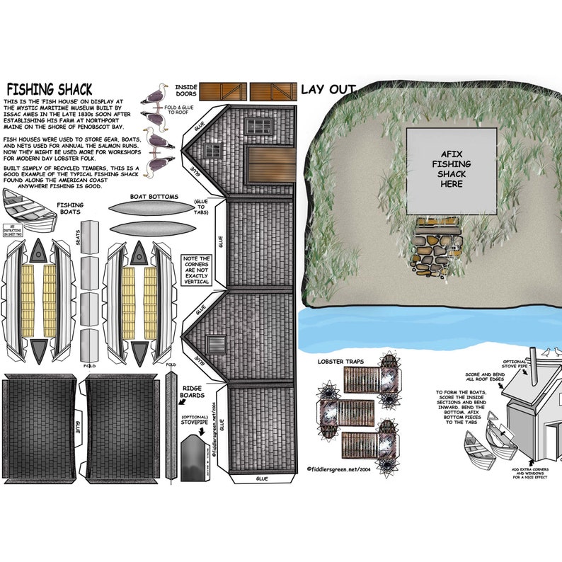 Paper Model House, Fishing Shack - Etsy