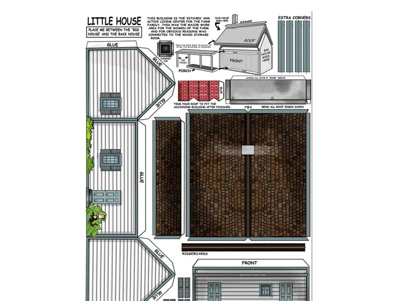 3d Paper House Craft, Paper Model House, Connected Farm Houses ...
