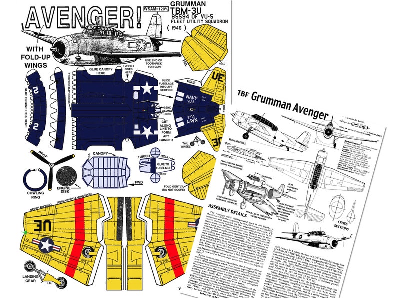 Plane Model, Papercraft Plane, Bomber Model, Avenger TBF Bomber - Etsy