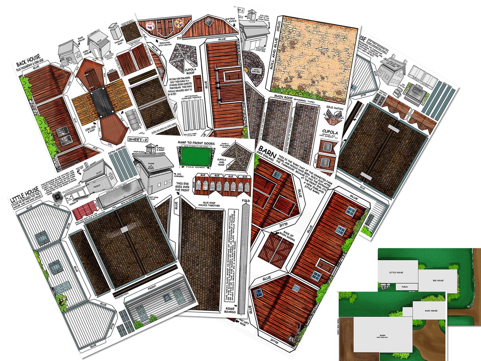 3d Paper House Craft Paper Model House Connected Farm Houses - Etsy