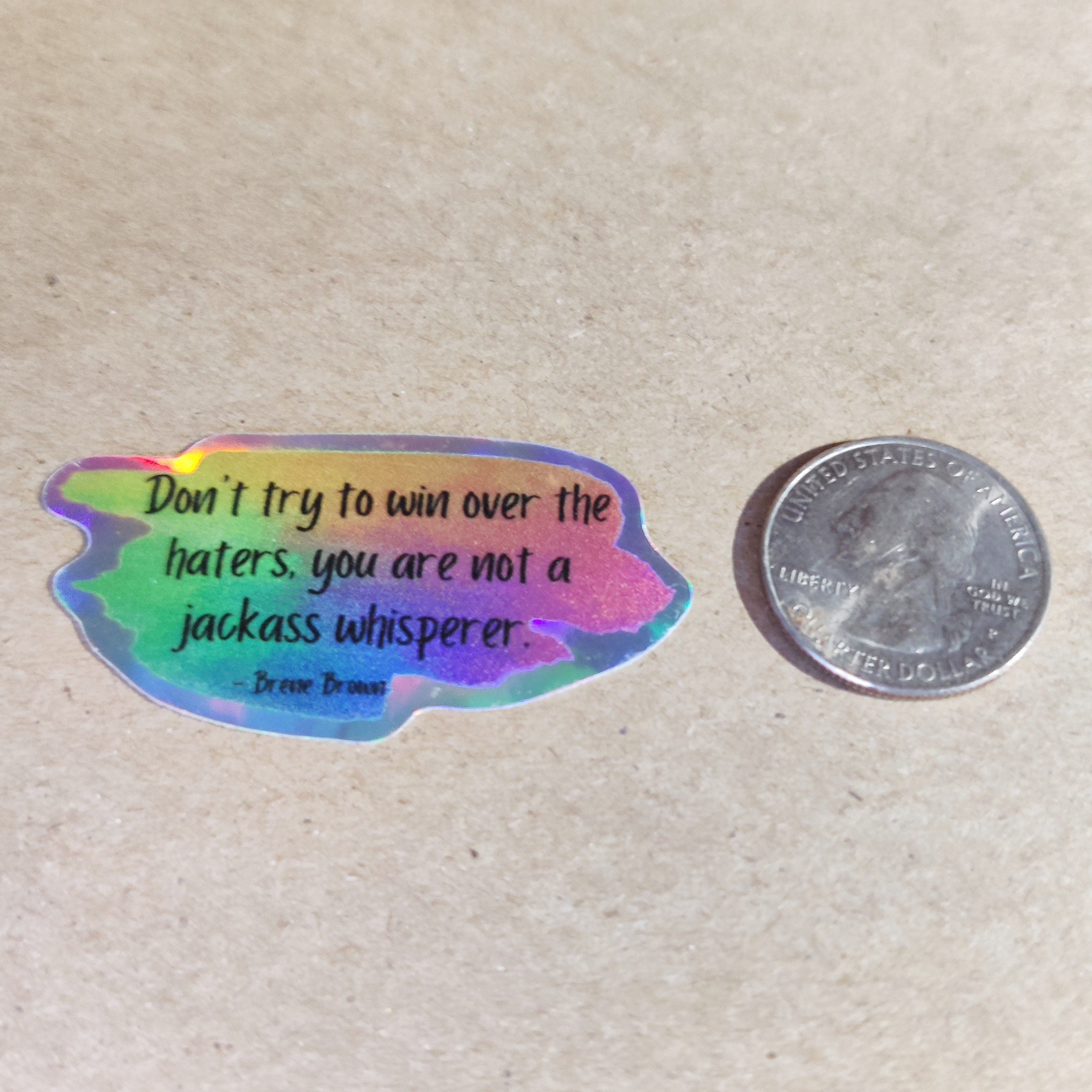 Gift Rainbow Holographic Brene Brown Jackass Whisperer Sticker Water ...