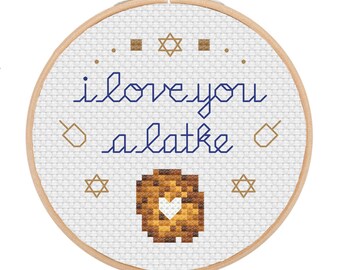 I Love You a Latke Cross Stitch Pattern - Etsy