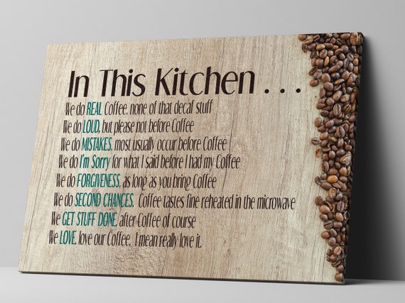 Kitchen Rules Canvas All About Coffee House Rules Sign | Etsy