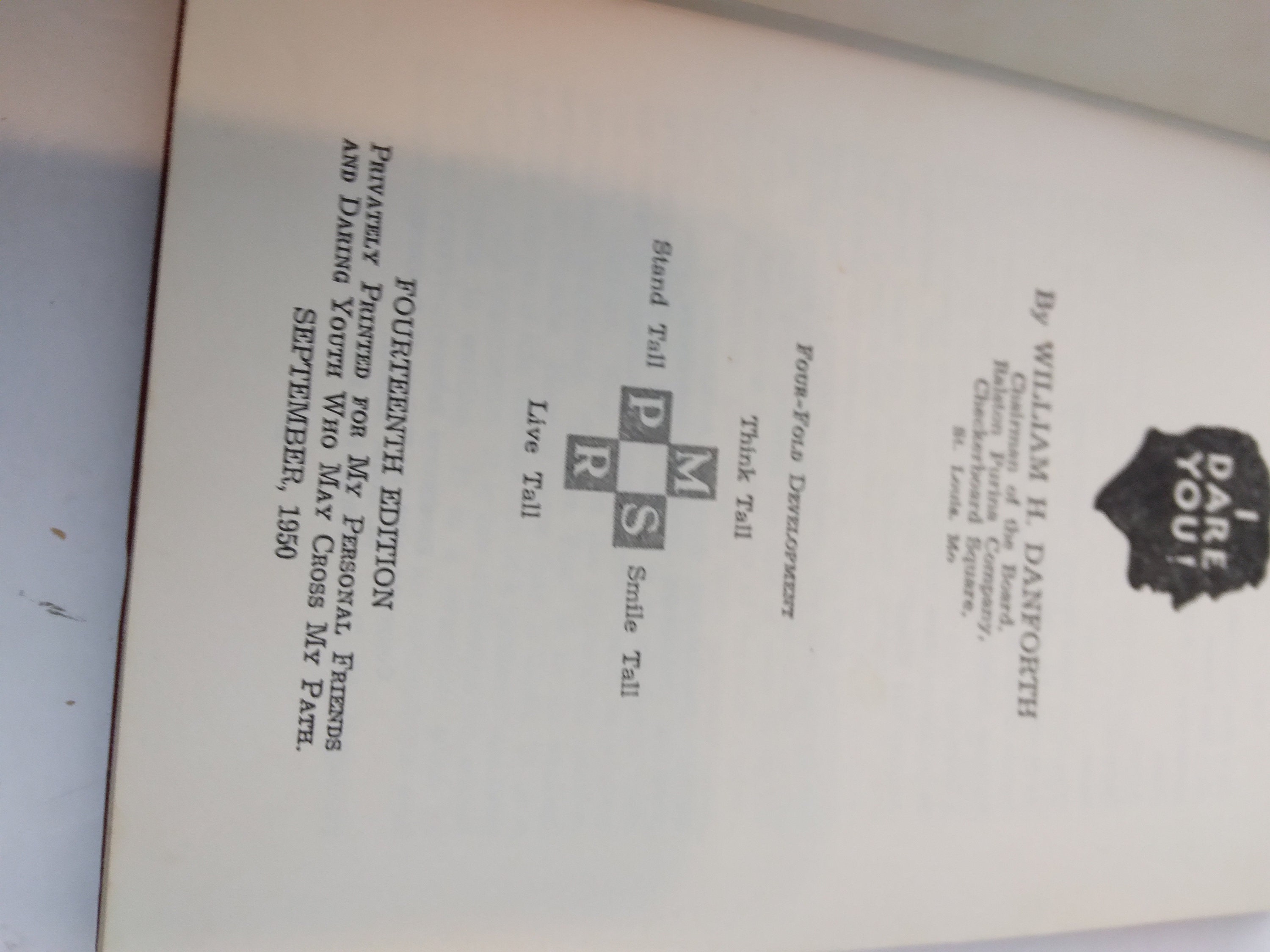 1950 I Dare You Book by William H Danforth founder of Ralston Purina ...