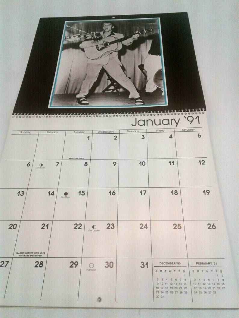 Elvis Presley 1991 Calendar by Cleo, A Gibson Greetings Company Made in ...