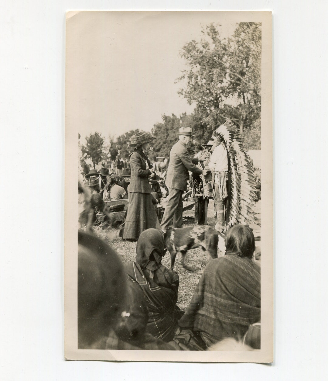 Meeting the Chief. Native American Indian Ceremony Circa 1930s. Vintage ...