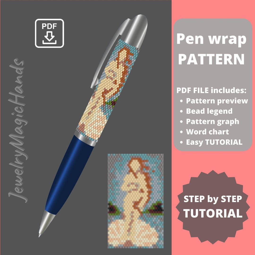 Pen Wrap the Birth of Venus Pattern Step by Step TUTORIAL Pen Cover ...