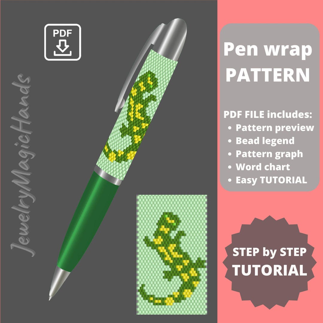 Lizard Pen Wrap Pattern | Step by Step TUTORIAL | Funny Pen Cover ...