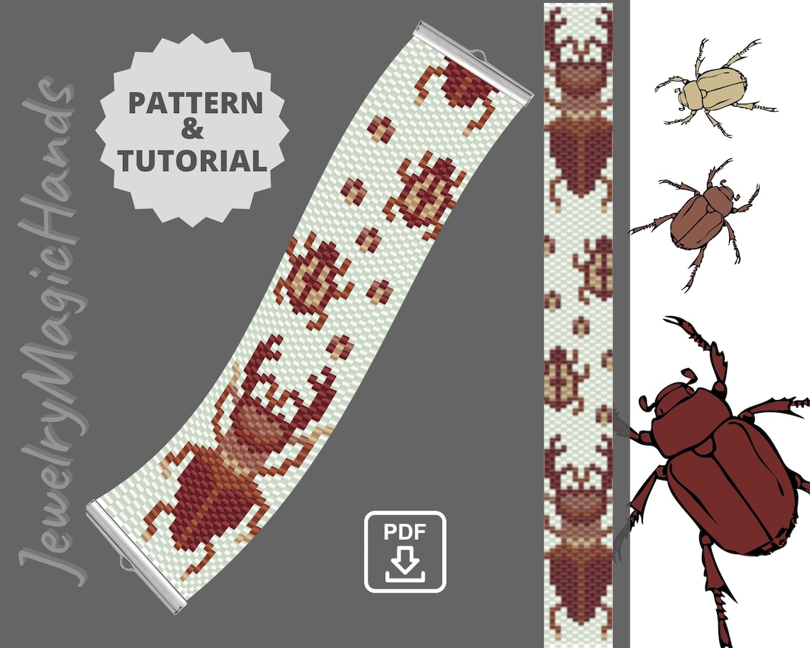 Stag Beetle Beaded Bracelet Peyote Seed Bead Insects Pattern PDF ...