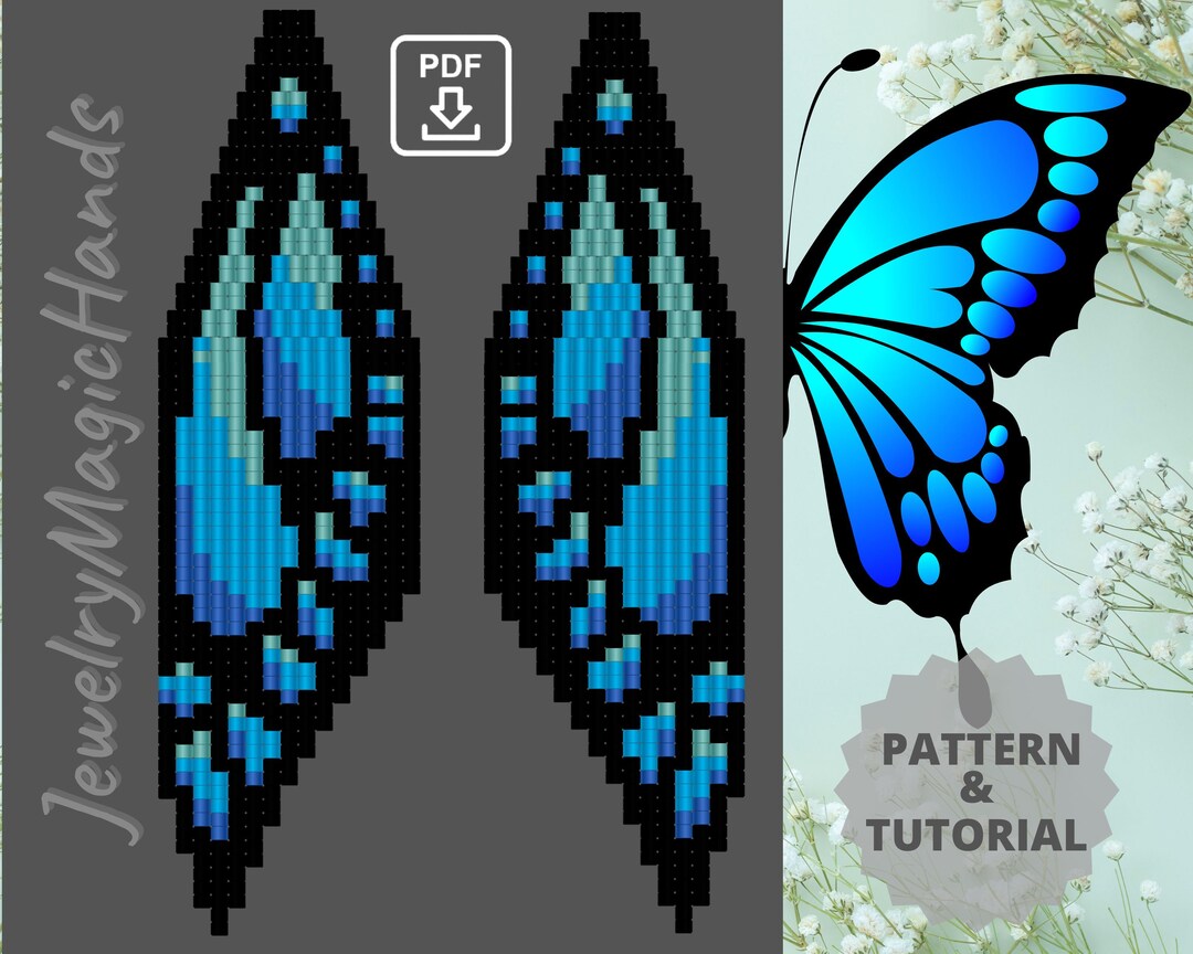 Butterfly Wing Earrings Pattern Step-by-step TUTORIAL Brick Stitch ...