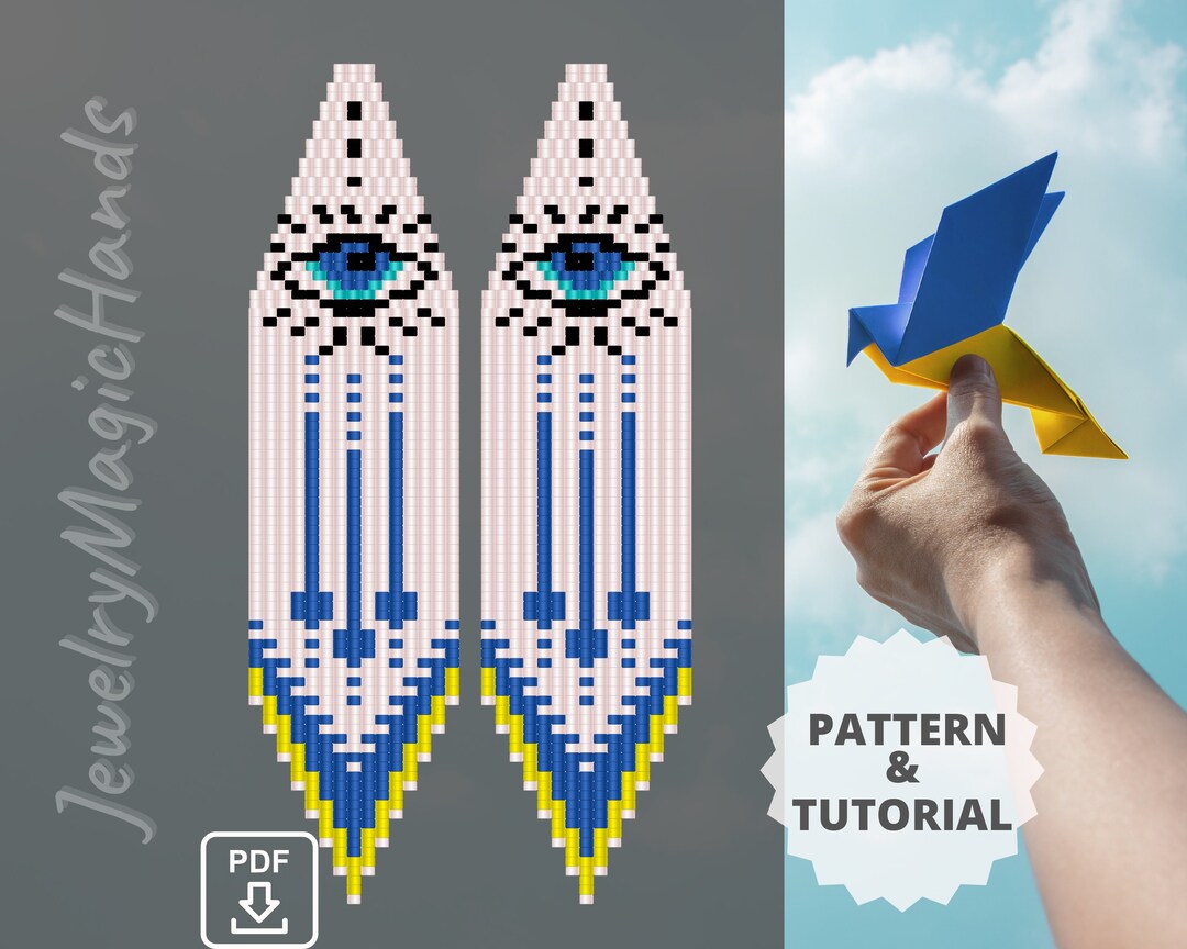 Evil Eye Earrings Pattern | Step-by-step TUTORIAL Brick Stitch & Fringe ...