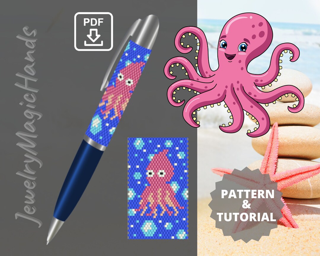 Pen Wrap Octopus Pattern, Step by Step TUTORIAL, Octopus Pen Cover ...
