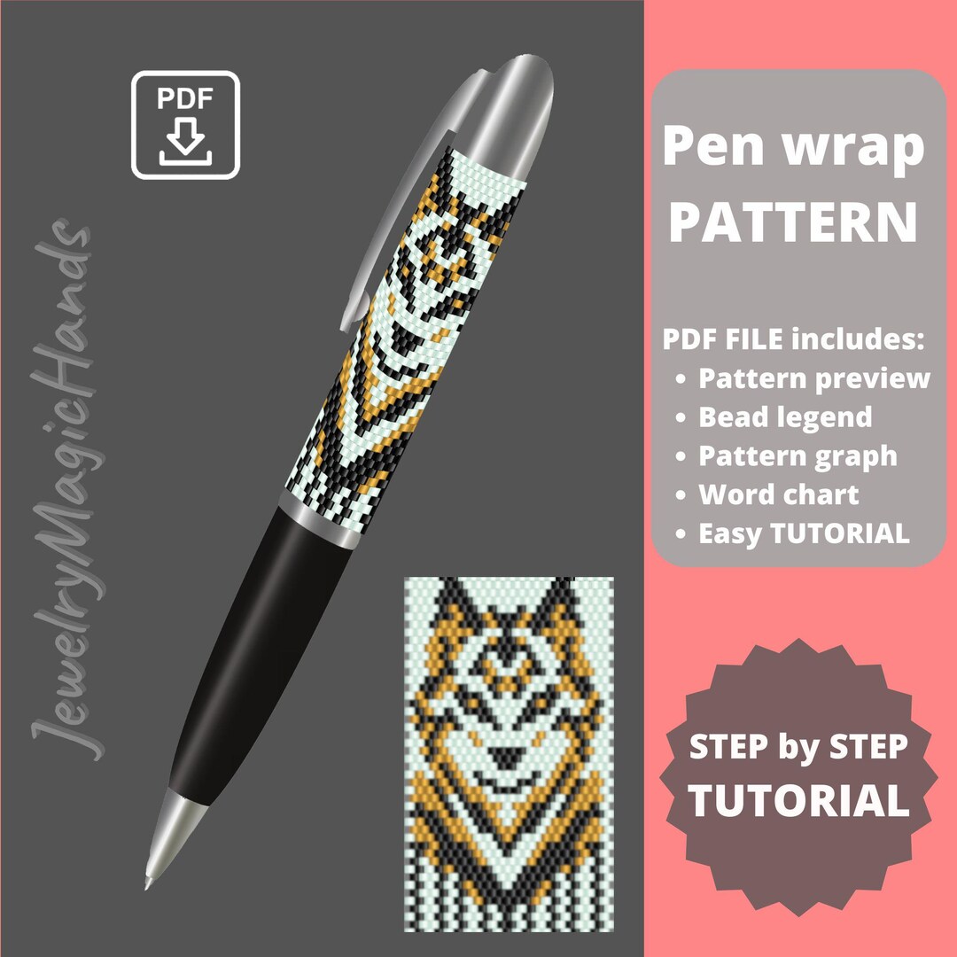 Wolf Pen Wrap Pattern | Step by Step TUTORIAL | Funny Pen Cover ...