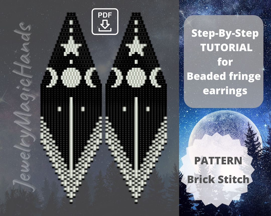 Moon Star Earrings Pattern | Step-by-step TUTORIAL Brick Stitch ...