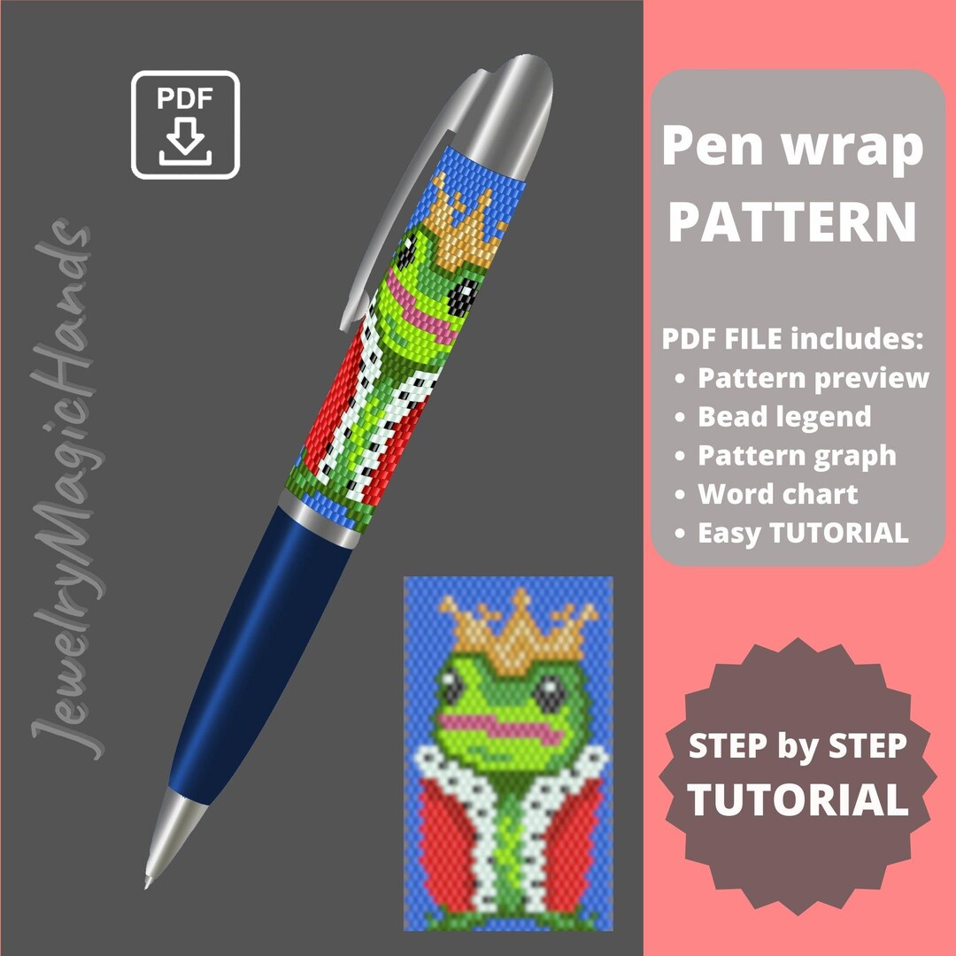 Pen Wrap Pattern | Step by Step TUTORIAL | Funny Pen Cover | Beaded ...