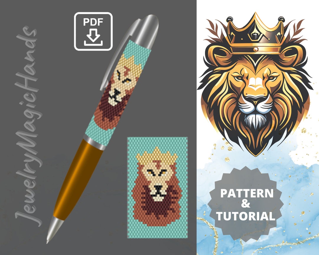 Pen Wrap Lion King Pattern, Step by Step TUTORIAL, Leo Pen Cover ...