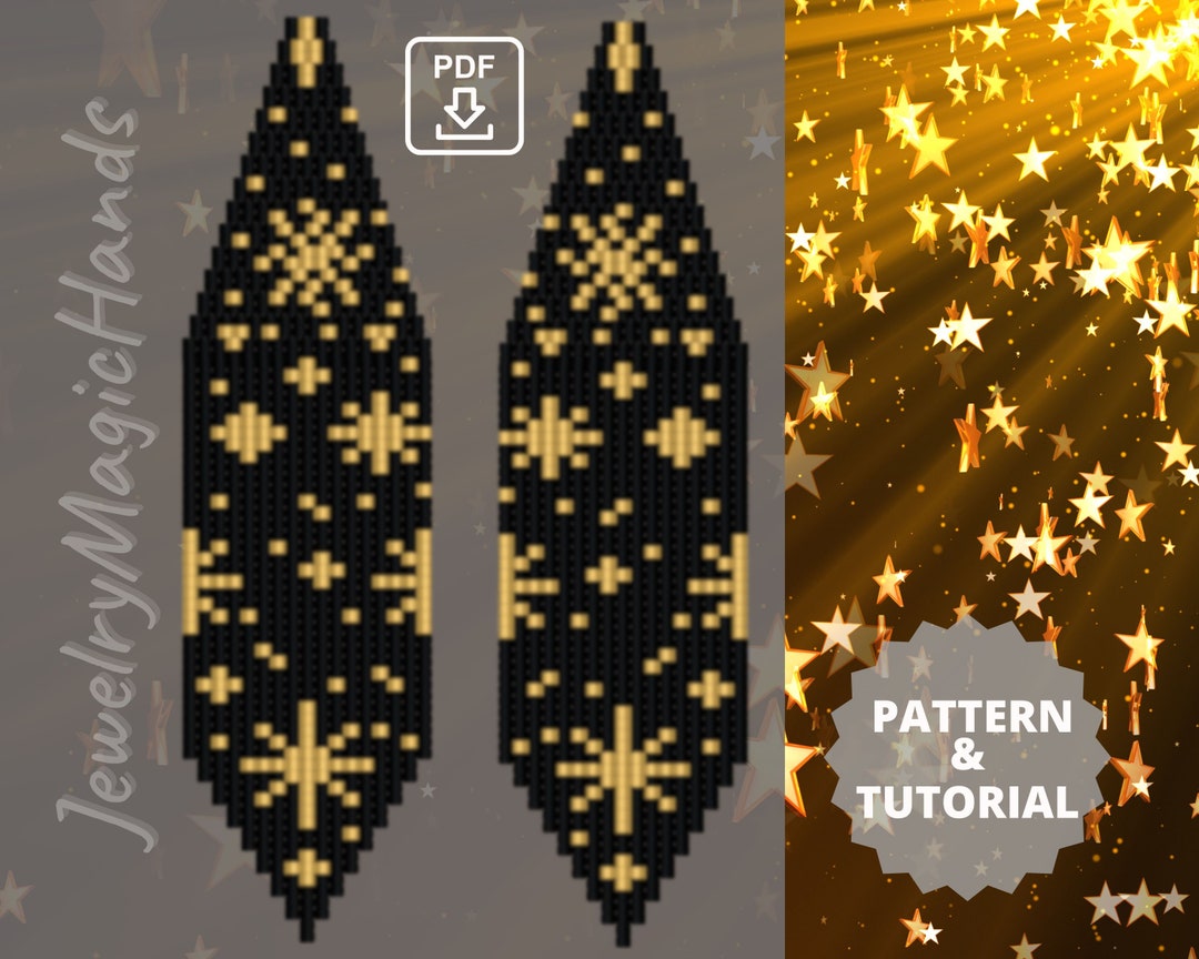 Stars Earrings Pattern Tutorials Dangle Fringe Earrings Beaded Brick ...
