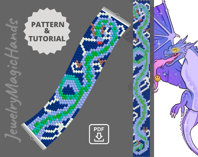 Red Dragon Beaded Wrap Bracelet Tutorial, Seed Bead Beading Pattern by ...