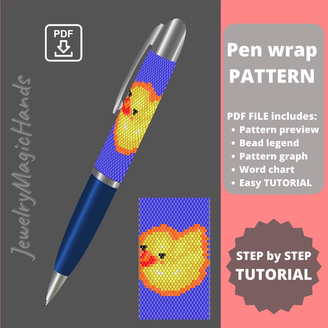 Pen Wrap Pattern | Step by Step TUTORIAL | Funny Pen Cover | Beaded ...