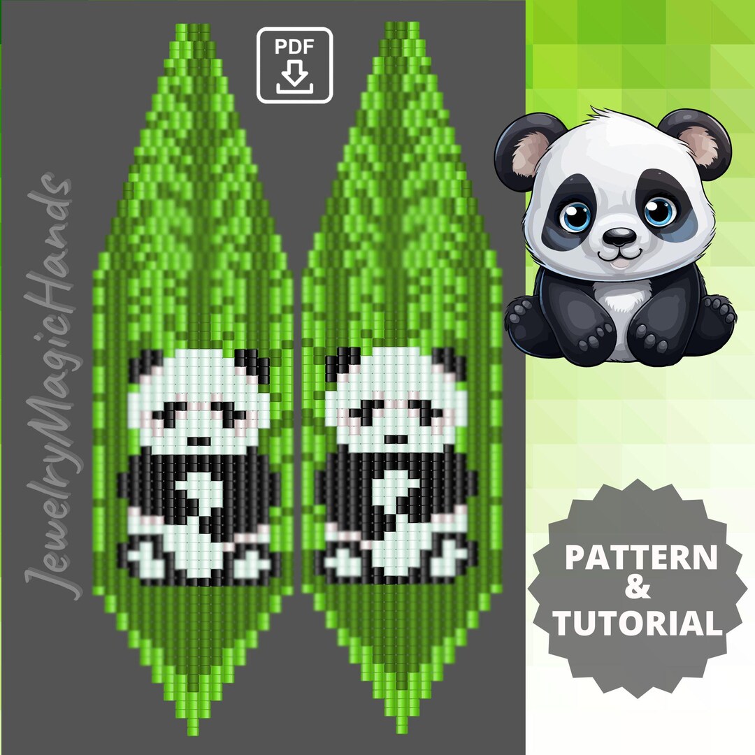 Panda Earrings Pattern Long Seed Bead Animals Earrings Step by Step ...