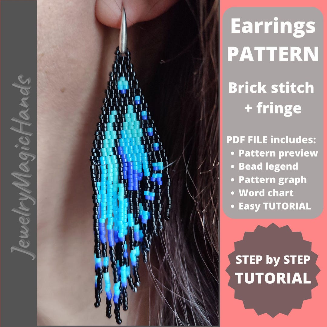 Butterfly Wing Earrings Pattern Step-by-step TUTORIAL Brick Stitch ...